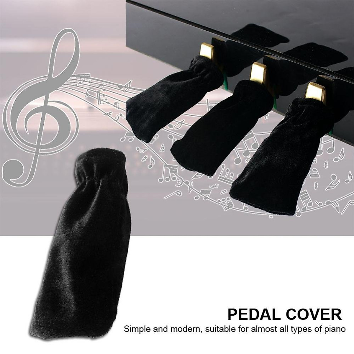 Tbest Plastic Covers Pedal Sleeves Piano,Piano Pedal Cover Foot Pad, 3 Pcs Pleuche Piano Pedal Protective Cover Case Musical Instruments Accessories(Black)