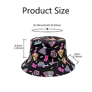 3 Pcs Retro 80s 90s Bucket Hats 3D Print Funny Trucker Hats Retro Hats for Men Women Beach Disco Party Hip Hop Hat Accessories