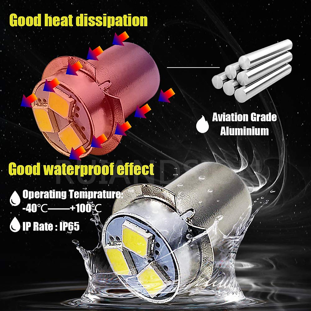 Ruiandsion 4pcs P13.5S LED Bulb 3V White 2835 3SMD Chips LED Bulb Upgrade for Flashlights Torch Light,Non-Polarity