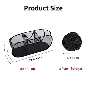 3 Compartment Foldable Pop-up Laundry Hamper, Reinforced Handle Large Sortable Mesh Laundry Basket, Suitable for Laundry Room Dormitory Children's Room Travel Storage