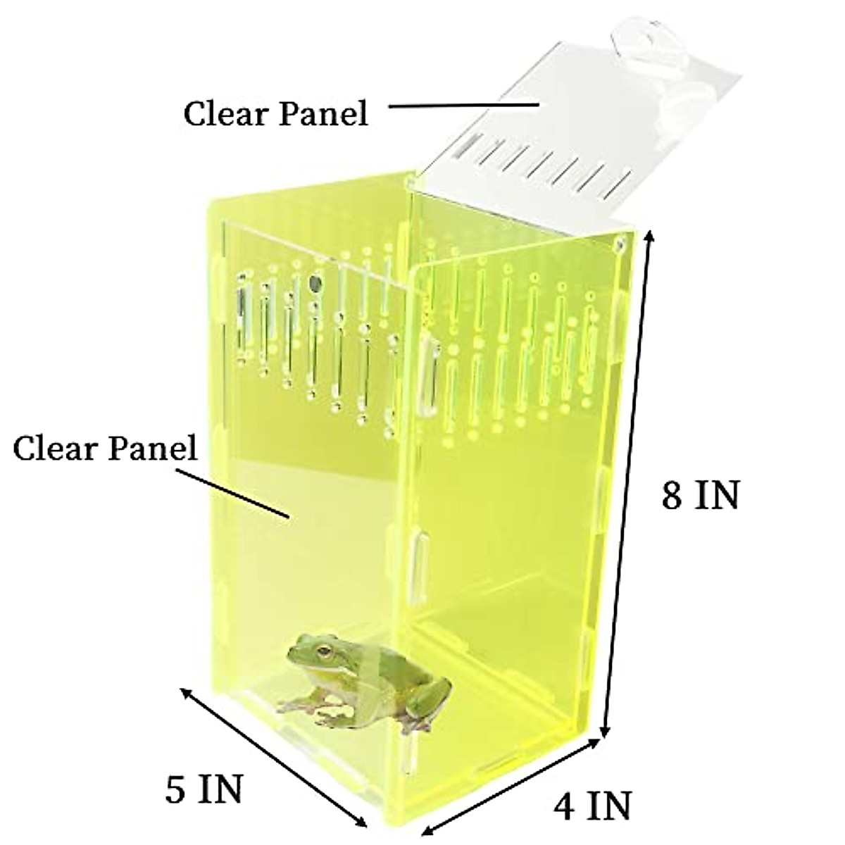 Reptile Terrarium,Vertical Acrylic Tarantula Enclosure Breeding Tank,Aquarium Breeding Tank 5" x 4" x 8"for Invertebrates and Small Tree Dwelling Reptiles,Mantis, Cricket,Snails,Frog-Fluorescent Green