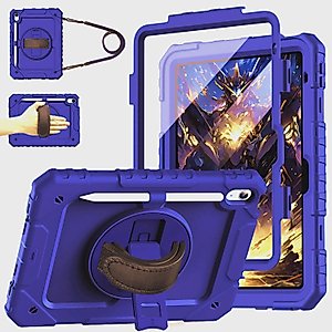 Cantis Case for iPad 10th Generation 10.9 inch 2022 with Screen Protector, iPad Cover 10th Generation with 360 Degree Rotating Stand/Shoulder Strap/Pencil Holder, Navy Only