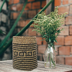 Cabilock Wastebasket Egg Storage Basket Wardrobe Baskets Wicker Waste Basket Sundries Basket Clothes Basket Office Trash Cans Convenient Waste Basket Straw Rope Floor Child Small Trash Can