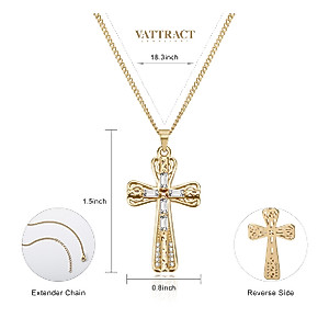 VAttract Cross Necklace for Women 18K Gold Plated Cross Pendant Choker Necklace