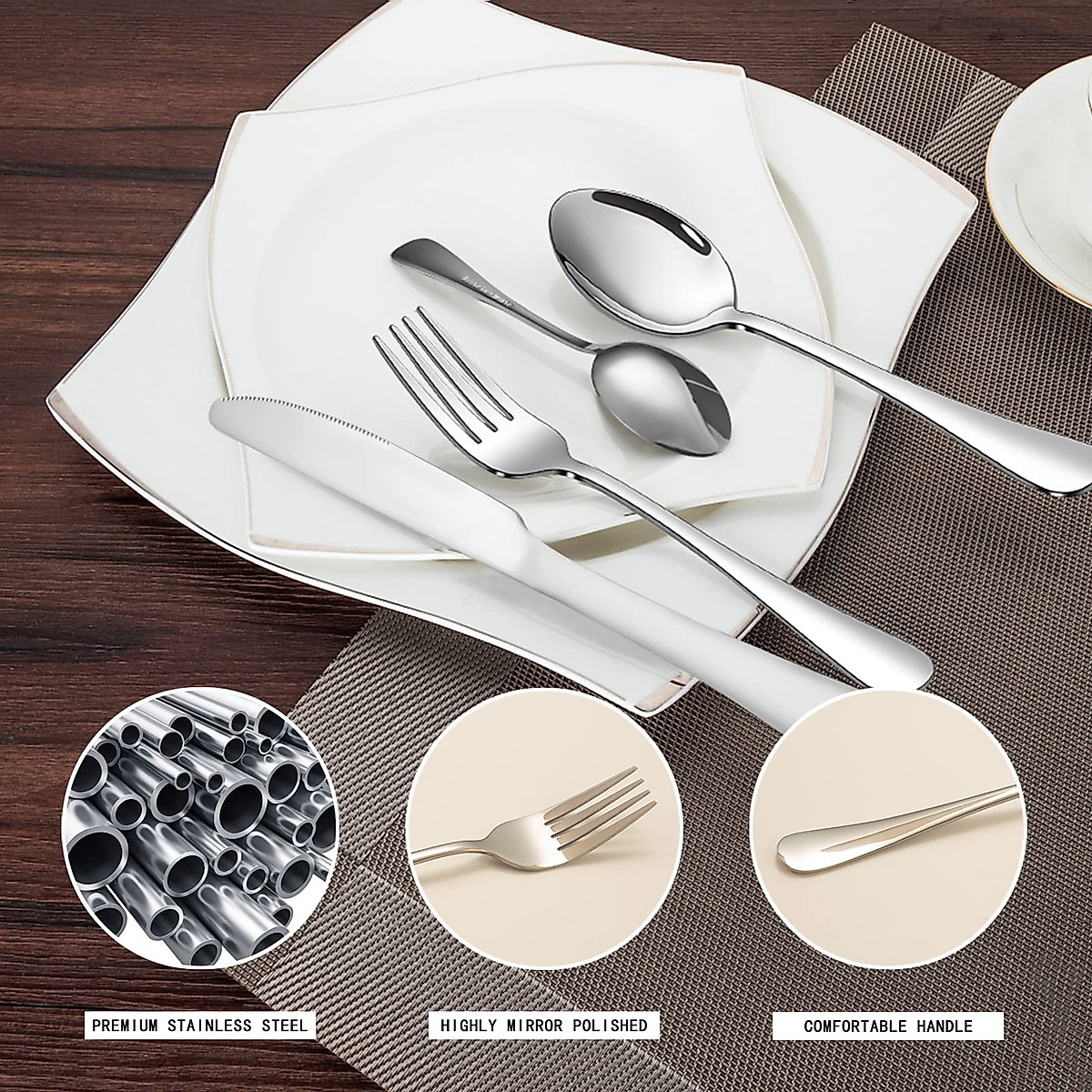 LOUVI Stainless Steel 12-Pack Table Dinner Forks Set, Top Food Grade Stainless Steel Silverware Forks,Mirror Finish & Dishwasher Safe,Use for Home,Kitchen or Restaurant,(Silver 8 Inches)