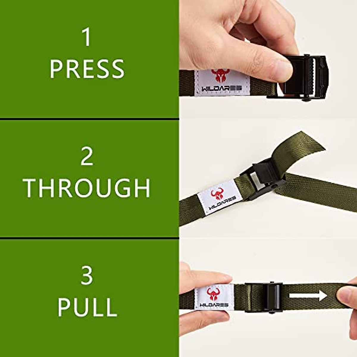 WILDARES 1" x 6.6' Trail Cam Strap,Trail Camera Strap,1800 lbs,Heavy-Duty Game Camera Strap,Tree Belts,Durable Nylon Fiber,Long-Lasting Alloy Buckle,Pack of 2