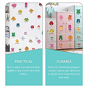 STOBOK Kids Room Decor 1 Set Clothing Sort Stickers Removable Clothes Classification Label Wardrobe Drawer Organizing Label Removable Dresser Clothing Decals Stickers for Kids Adults White Drawer