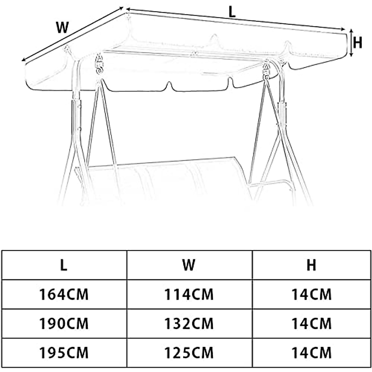 KFJZGZZ Swing Canopy Replacement Porch Top Cover,Universal Garden Swing Seat Canopy Replacement Waterproof 2 & 3 Seater Outdoor Patio Hammock Cover Sun Shelters UV Protection