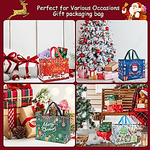 Amicably Gift Bags,18 PCS Large Reusable Tote Bags w/ Handles, Treat Bags, Multifunctional Non-Woven Bags Gifts Wrapping, Shopping, Xmas, Party Favor Bags, 12.8'' x 9.8'' x 6.7''
