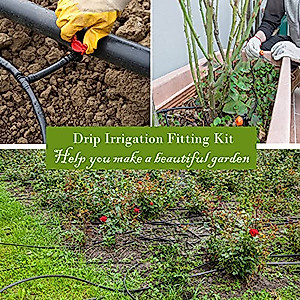 JOYPRO Drip Irrigation Fittings Kit for 1/4" Tubing, 130 Pieces Drip Line Connectors for Drip Systems - 60 Couplings, 40 Tees, 20 Elbows, 10 End Plugs - Drip Irrigation Parts for 1/4 Inch Drip Hose