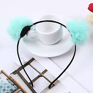 XIZHI 6pcs Pompom Ball Headband Iridescent Fluffy Ball Hair Loop Ear Headband Soft Style Cute Flurry for Kids Girls Boys Costume (Colorful)