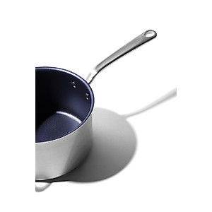 Made In Cookware - ProCoat 4 Quart Non Stick Sauce Pan Without Lid - Harbour Blue - 5 Ply Stainless Clad Nonstick Saucepan - Professional Cookware - Crafted in USA - Induction Compatible