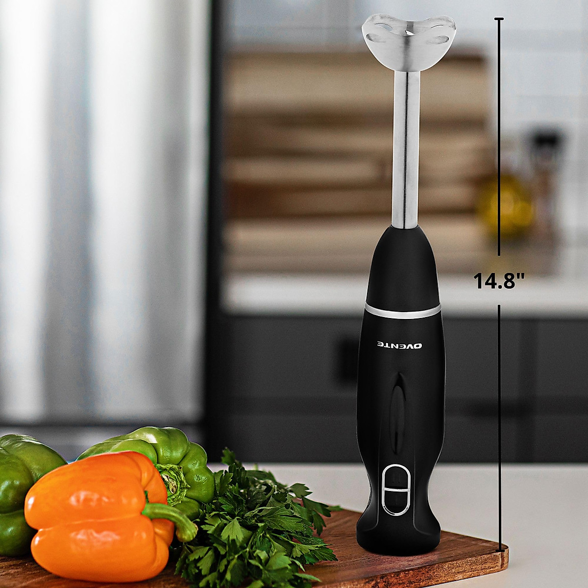 Ovente Electric Immersion Hand Blender 300 Watt 2 Mixing Speed with Stainless Steel Blades, Powerful Portable Easy Control Grip Stick Mixer Perfect for Smoothies, Puree Baby Food & Soup, Black HS560B