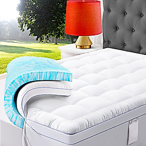 ABENE 3 Inch Dual Layer Memory Foam Mattress Topper Queen, 2 Inch Memory Foam Plus 1 Inch Down Alternative Pillowtop Mattress Pad, with Bedside Pocket, Support for Back Pain (Queen, White)