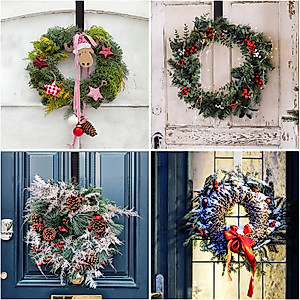 Myfolrena Wreath Hanger Adjustable Door Hanger Wreath Hanger for Front Door 15-24inch,Over The Door Wreath Hanger, Hold Up 20lb (Nickle-2 Pack)