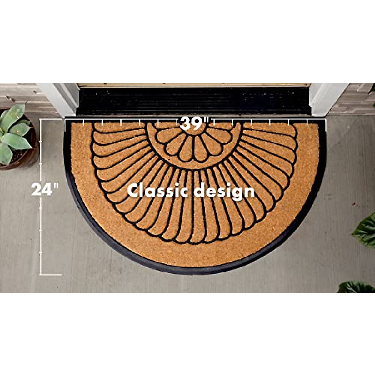 Notrax, Crescent, Rubber-Backed Natural Coir Doormat, Entry Mat for Indoor or Outdoor Use, 24"x39", C04 (C04S2439CR)