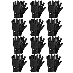 12 Pairs Kids Ski Gloves Winter Gloves Snow Gloves for Kids Waterproof Gloves Kids Warm Children Gloves Bulk (Black, 8-12 Years)