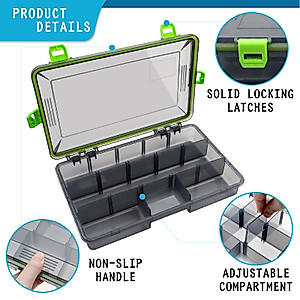 Gefischtter 2pcs Fishing Tackle Boxes Storage Box Organizer with Removable Dividers Clear Waterproof Transparent Storage Trays for Fishing Lures, Baits, Hooks (Transparent grey)