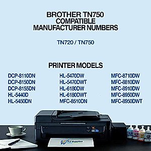 AZ Compatible Toner Cartridge Replacement for Brother TN-750 use in DCP-8110DN DCP-8150DN DCP-8155DN HL-5440D HL-5450DN HL-5470DW HL-5470DWT (Black, 2-Pack)