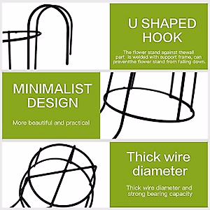 4 Pack Round Hanging Railing Planters, Flower Pot Holders, Metal Pot Plant Basket, Shelf containers for Indoor and Outdoor use (Black)