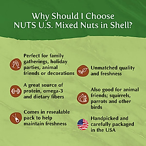 NUTS U.S. – Mixed Nuts In Shell (Almonds, Walnuts, Hazelnuts, Pecans, Brazil Nuts) | No Added Colors and No Artificial Flavors | Fresh Buttery Taste and Raw |Packed In Resealable Bags!!! (6 LBS)
