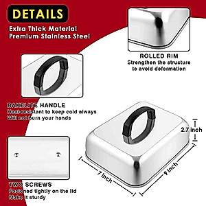 Joyfair 9 Inch Basting Cover, Stainless Steel Rectangle Cheese Melting Dome for Griddle Flat Top Grill Teppanyak, Ideal for Outdoor Grilling/Kitchen Steaming Cooking, Heavy Duty & Dishwasher Safe