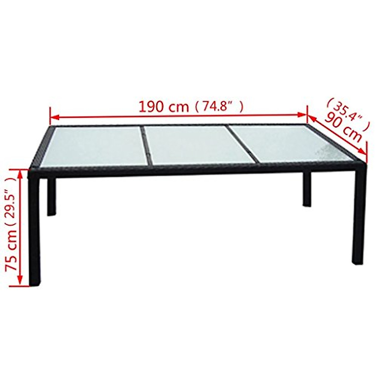 Festnight 9 Piece Outdoor Patio Dining Set Black Poly Rattan Glass Top Dining Table and 8 Chairs with Cushions Sectional Conversation Set Backyard Garden Furniture Space Saving