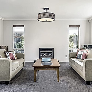 OUVR Industrial Semi Flush Mount Ceiling Light, Modern Close to Ceiling Lamps for Living Room, Bedroom, Dining Room, Kitchen, Hallway, Entry, Foyer