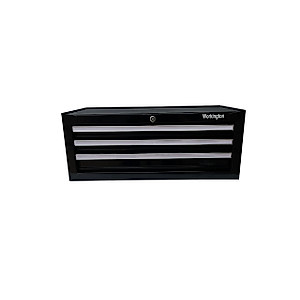Workington Industrial 3 Drawers Portable Metal Intermediate Box, 26" Middle Tool Chest Cabinet with Ball Bearing Drawer Slides, Steel Tool Storage Box Organizer 4009 Black