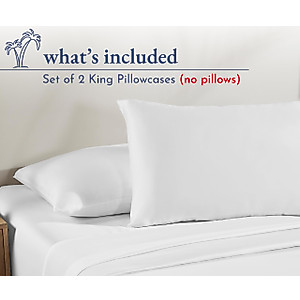 California Design Den King Size Pillowcases - 100% Cotton, Set of 2 Soft & Cooling Sateen Weave Cases, for King Size Pillows - Bright White