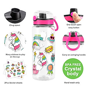 Home Tune 23oz DIY Sticker Water Bottle, Design Your Own Water Bottle for Girls & Boys - BPA Free, Chug lid, Fun DIY Arts and Crafts Activity, Cute Stickers for Girls & Boys - Red
