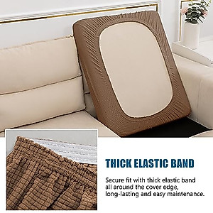 NC HOME Water Resistant Couch Cushion Covers Stretch Sofa Seat Slipcover for 3 Cushion Couch Sofa, Thick RV Dinette Cushion Covers Sofa Protector, Washable (Large, Coffee)