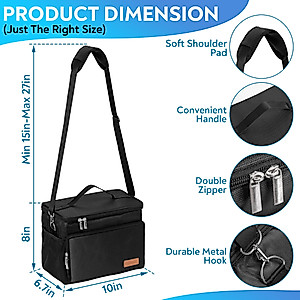 Insulated Lunch Bag with 2 Pcs Ice Packs for Lunch Bags – Waterproof Leakproof Lunch Bag for Women and Man – Heavy Duty Polyester Meal Prep Lunch Box for Adults with Adjustable Shoulder Strap