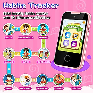 Kids Phone for Girls Aged 3-6 with Dual Camera, Touchscreen Toy Phones for Kids MP3 Music Player 13 Puzzle Games, Educational Toys Christmas Birthday Gifts for Girls Ages 3 4 5 6 7 with SD Card Pink