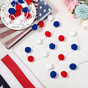 4 Piece 39.4 Feet St. Patricks Day Easter Felt Balls Hanging Banners Mardi Gras 4th of July Pom Pom Garland Banners for Holiday Party Wall Tree Mantel Decorations