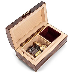 Haelo 43Vol Musical Instruments Violin 6 x 3 Inch Italian Hand Crafted Inlaid Wood Jewelry Music Box Plays Tune Rock of Ages