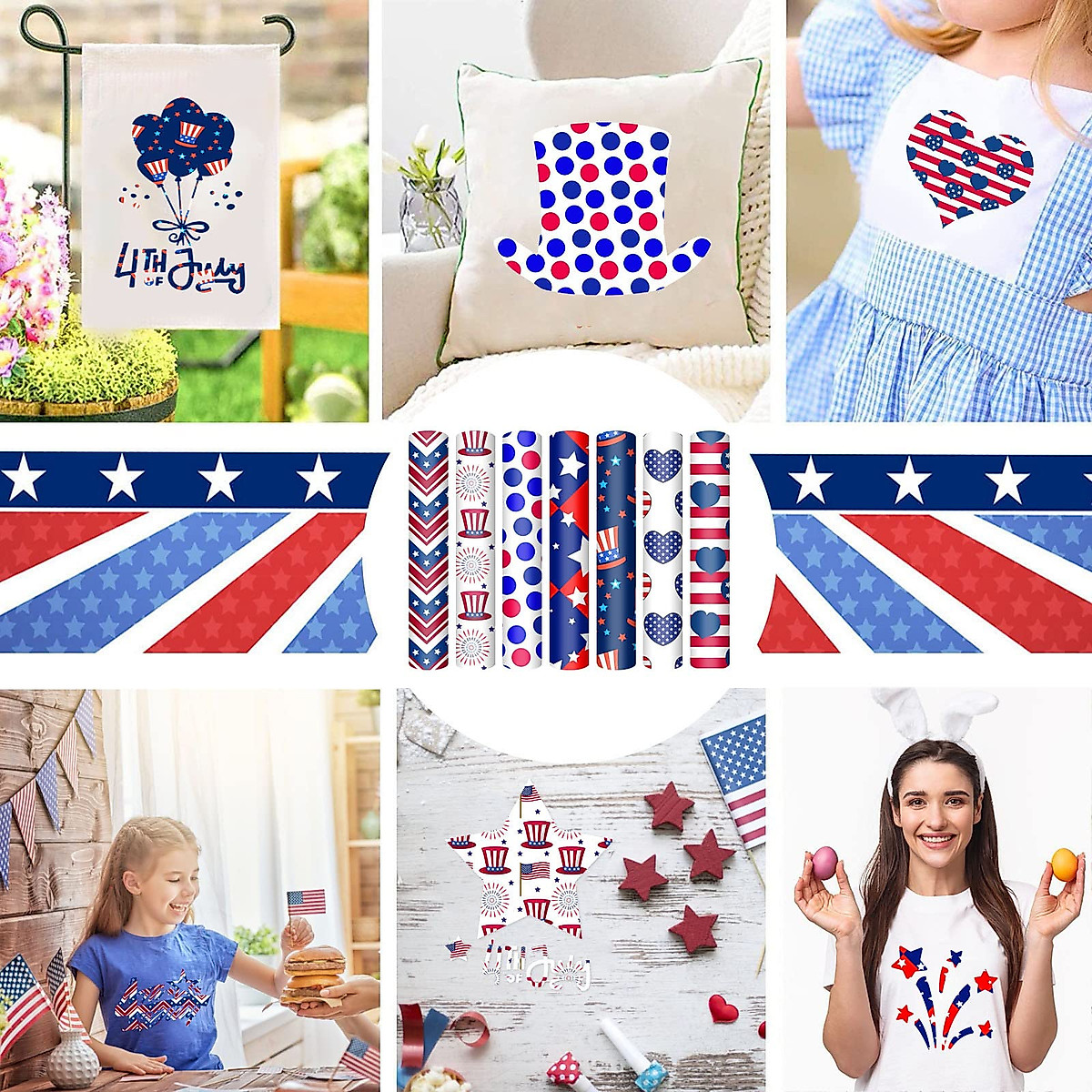 Independence Day Heat Transfer Vinyl Rainbow Stripe Pattern Vinyl Vinyl Bundling Roll Soft First Day of School Stickers