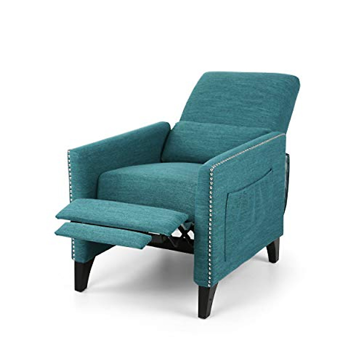 Great Deal Furniture Alexis Contemporary Fabric Push Back Recliner, Teal