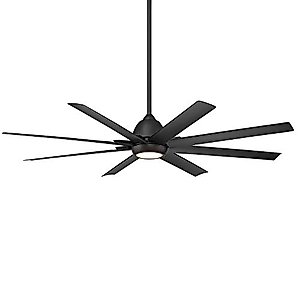 WAC Smart Fans Mocha XL Indoor and Outdoor 8-Blade Ceiling Fan 66in Matte Black with 3000K LED Light Kit and Remote Control works with Alexa and iOS or Android App