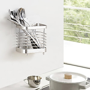 IWNTWY Utensil Holder, Stainless Steel Utensil Drying Rack with Detachable Base, Dish Drainer for Kitchen Counter, Silverware Cutlery Flatware Holder Forks, Knives, Spoons, Chopsticks Organizer