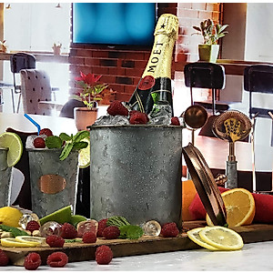 Galrose Galvanized Iron Insulated Ice Bucket – Rose Gold Lid, 2 Liter Stainless Steel Double Wall 5.5" x 6” Rustic Wine Chiller or Champagne Bucket. Unique 6th Iron Anniversary or Birthday Gift