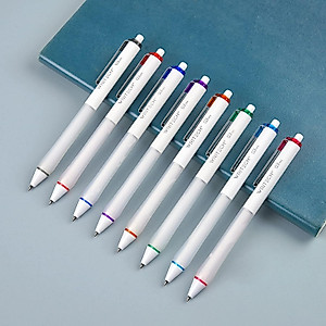 WRITECH Gel Ink Retractable Pens: Assorted Colors Ink 0.7mm Medium Point Pen Set, Smooth Writing Multi Colored No Bleed Pens Bulk for Journaling 8ct