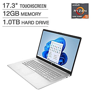 HP Laptop 17-CP1035CL 17.3" HD Plus Touchscreen Display, AMD Ryzen 5 5625U, AMD Radeon Graphics, 12 GB DDR4 RAM, 1 TB HDD Storage, Windows 11 Home (Renewed)