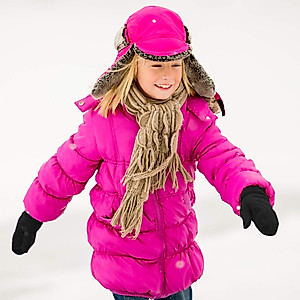 Reyow Baby Toddler Winter Warm Mittens Little Kids Sherpa Fleece Lined Gloves for Baby Girls Boys 2 Pairs (2-4 Years, Black & Pink)