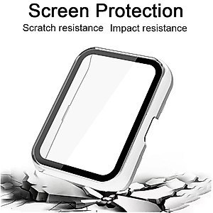 Acadeny 2 pieces Case With Tempered Glass Screen Protector Compatible for Huawei fit 2, 9H Hardness 360 ° All-round Protective Cover Ultra-thin Protective PC Case Cover for , Black+Transparent