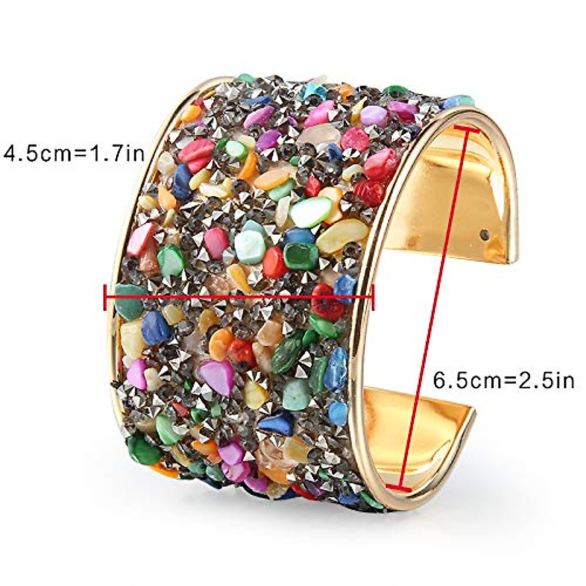 Rhinestone Collar Gold Alloy Metal Necklace For Women Stone Bangle Earring Jewelry Accessories 3pcs Sets (3pcs colorful sets)