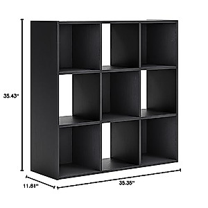 Signature Design by Ashley Langdrew Contemporary 9 Cube Storage Organizer or Bookcase, Black