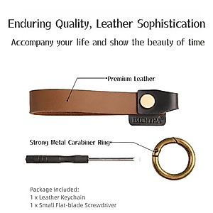 Imentha Leather Keychain, Universal Key Fob Keychain, Leather Key Chain Strap for Car Keys and Home Keys, Ideal for Men and Women, Brown