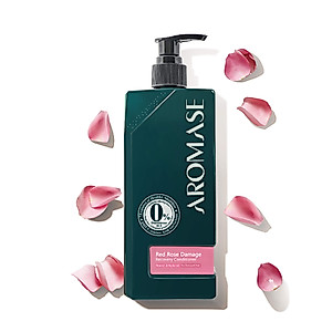 Aromase Red Rose Damage Recovery Conditioner, DAMASK ROSE OIL Detangles Frizzy Hair, CLEAN RINSE, JOJOBA OIL Deep Hydrate Moisturizer, LINOLENIC ACID Strengthen Hair Strands