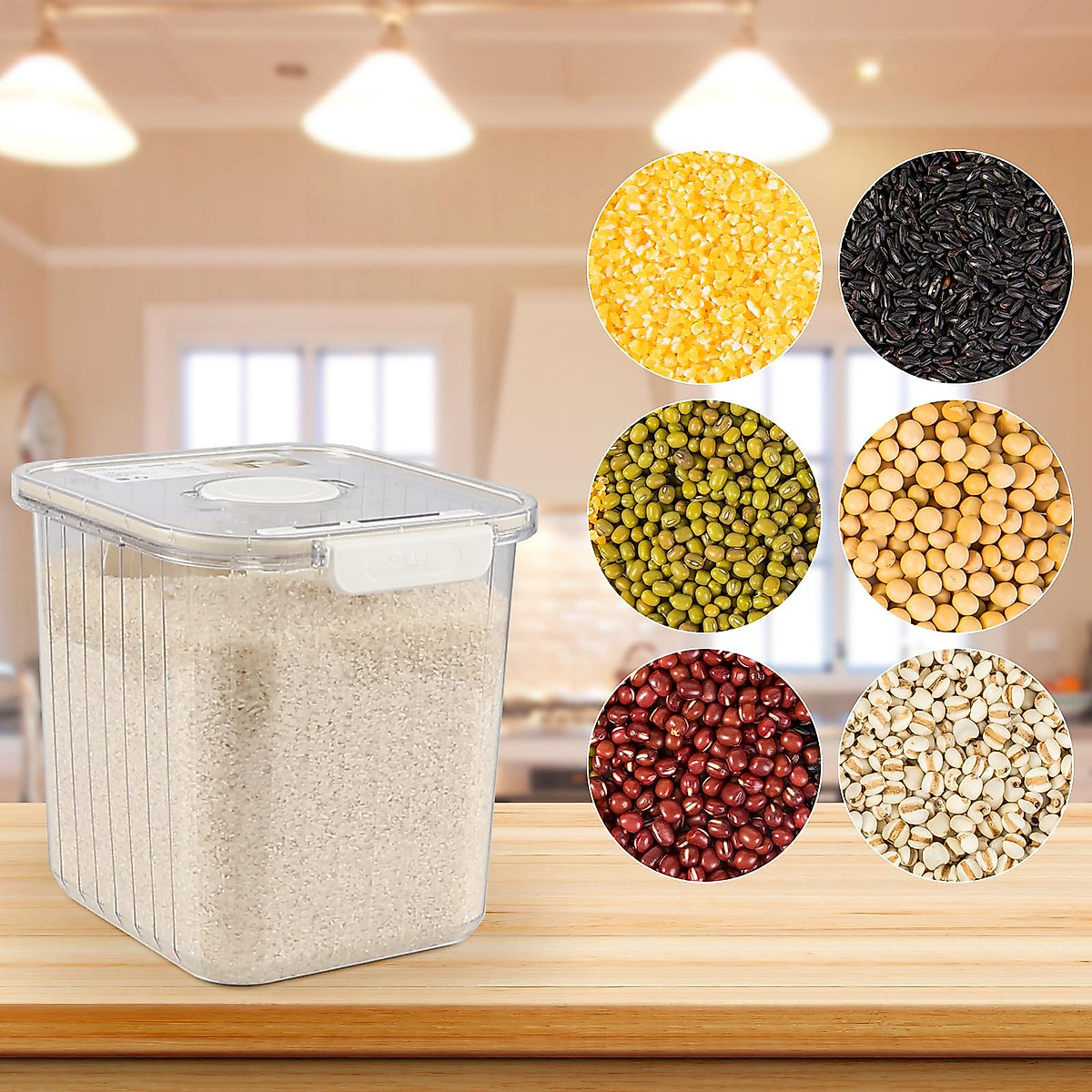 Tyminin Large Airtight Food Storage Containers, Plastic Pantry Storage Boxes with Measuring Spoon, Keep Fresh, Clear